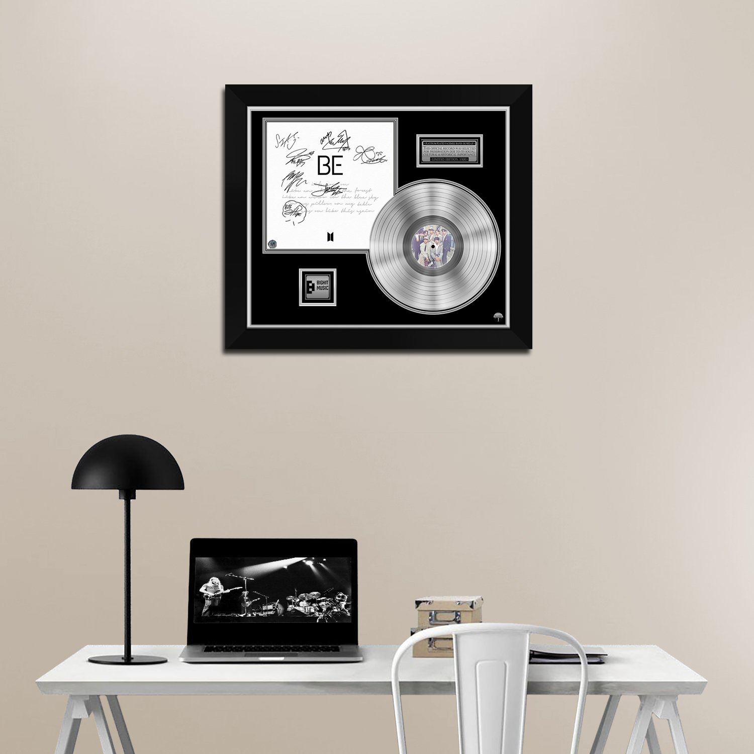 BTS - BE Platinum LP Limited Signature Edition Custom Frame | RARE-T
