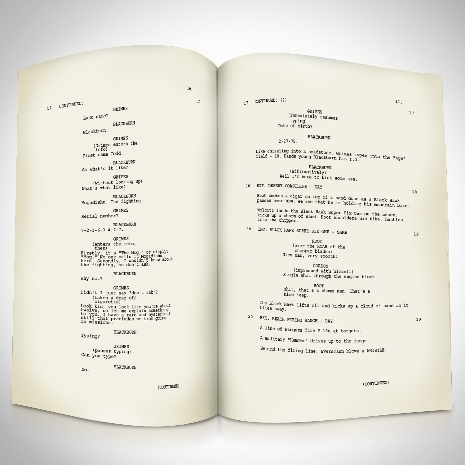 Black Hawk Down Script Limited Signature Edition | RARE-T