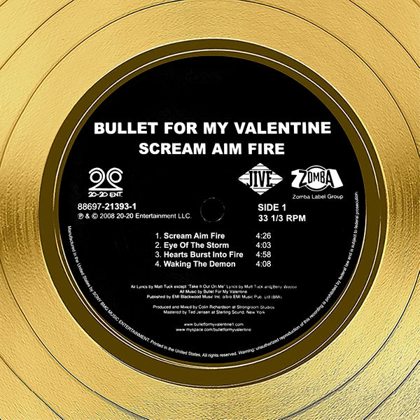 Bullet For my Valentine - Scream Aim Fire Gold LP Limited Signature ...