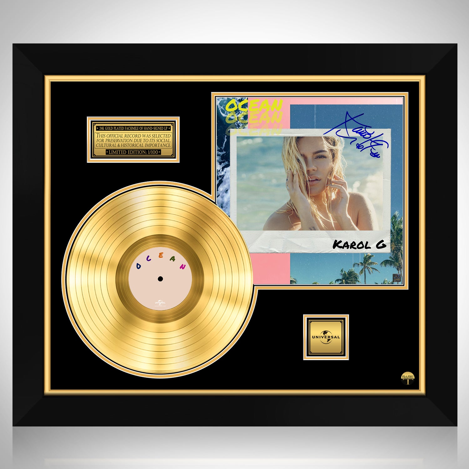 Karol G - Ocean Gold LP Limited Signature Edition Custom Frame | RARE-T