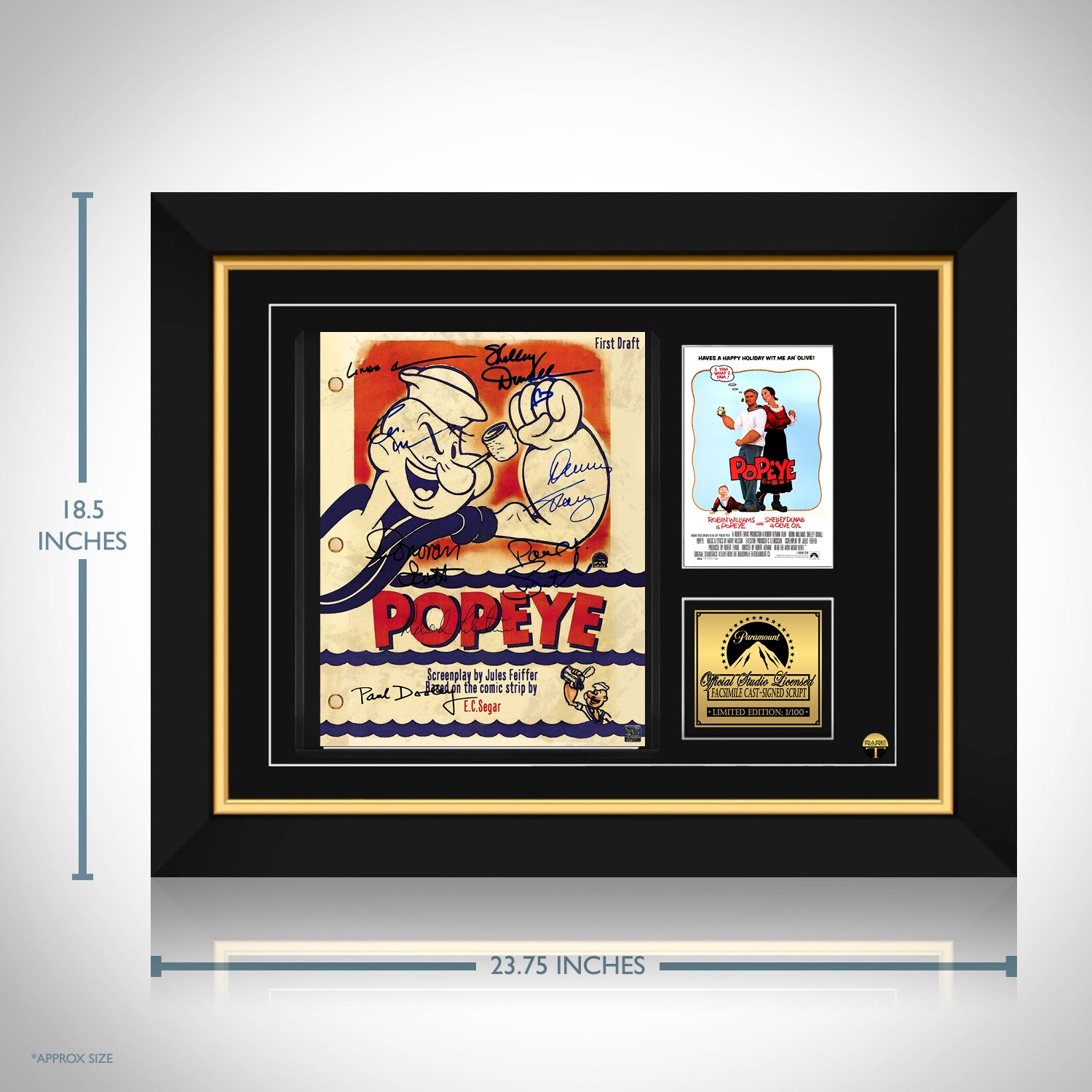 Popeye 1980 Script Limited Signature Edition Custom Frame | RARE-T