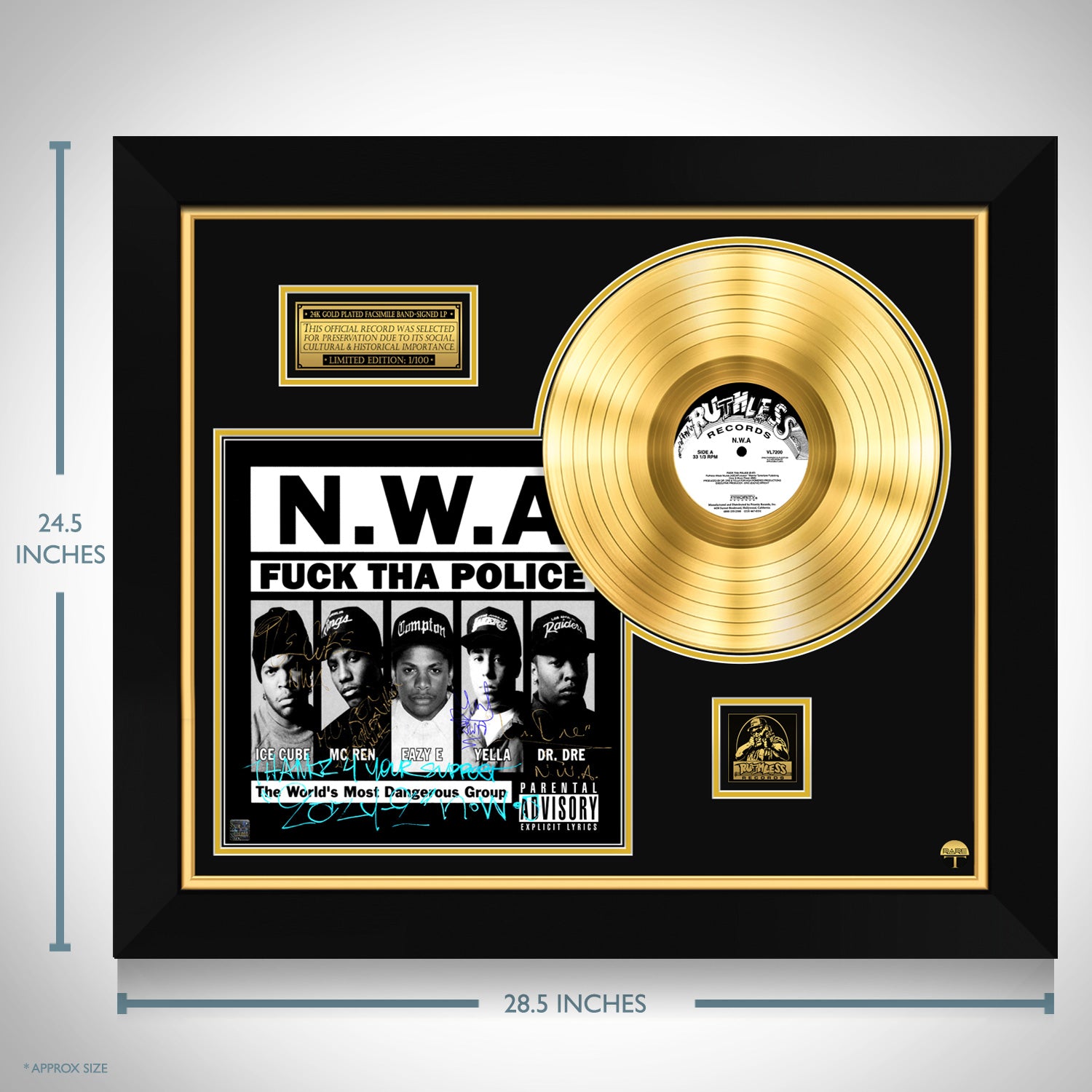 N.W.A - Fuck Tha Police Gold LP Limited Signature Edition Custom Frame ...